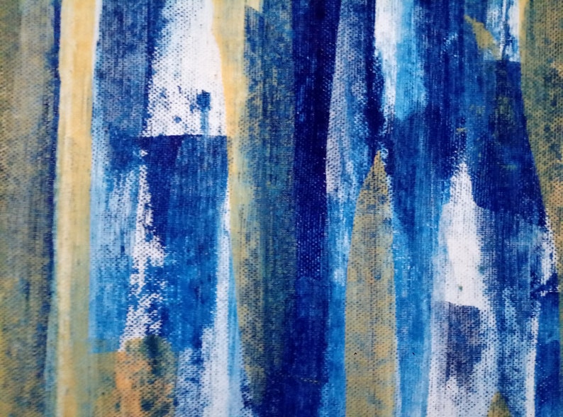 Original abstract horizontal art Acrylic wall painting Blue | Etsy