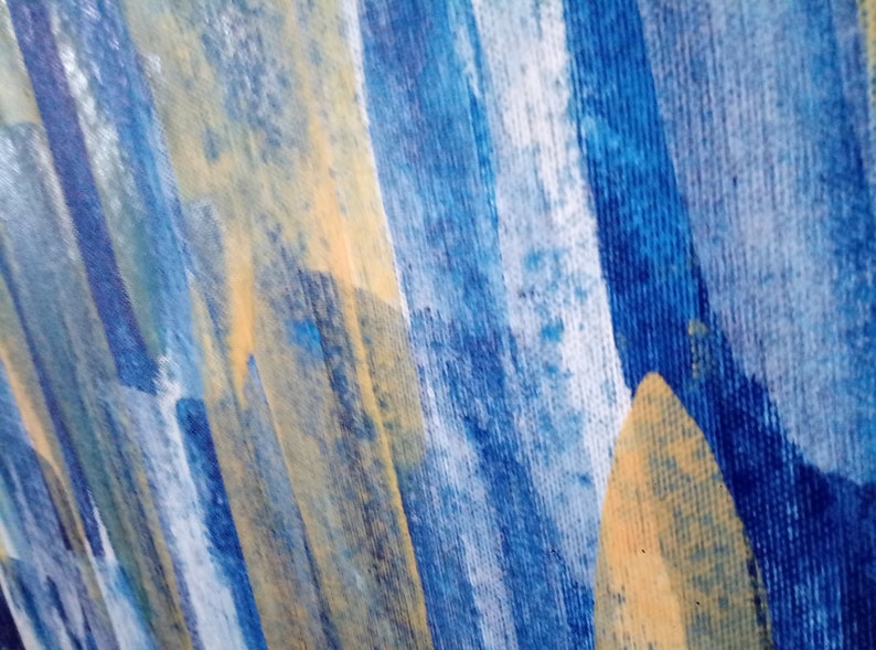 Original abstract horizontal art Acrylic wall painting Blue | Etsy