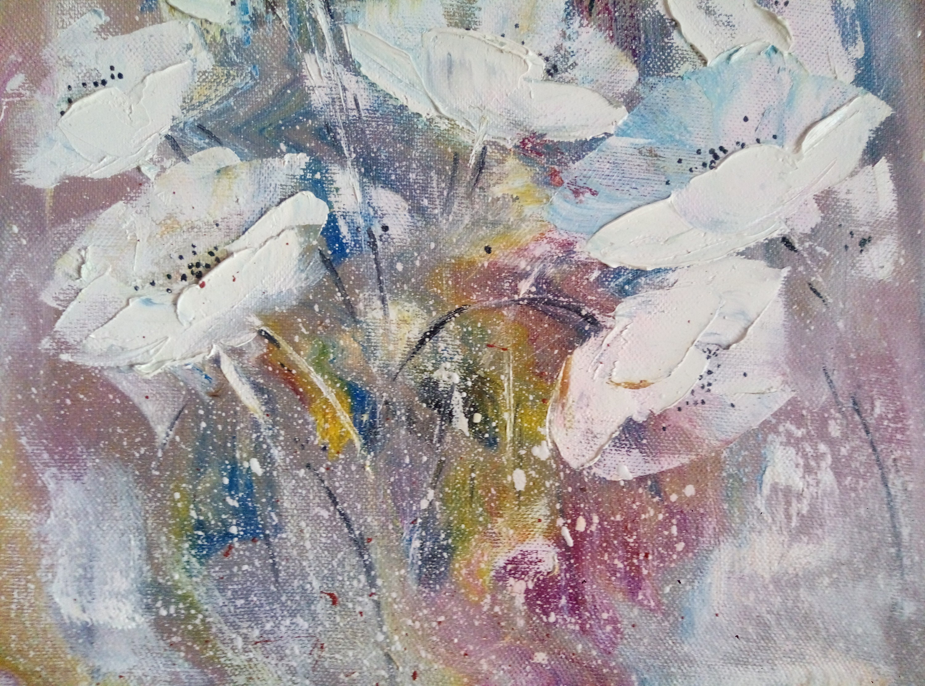 Oil Painting Original Abstract Oil Art Wall Art Flowers White | Etsy