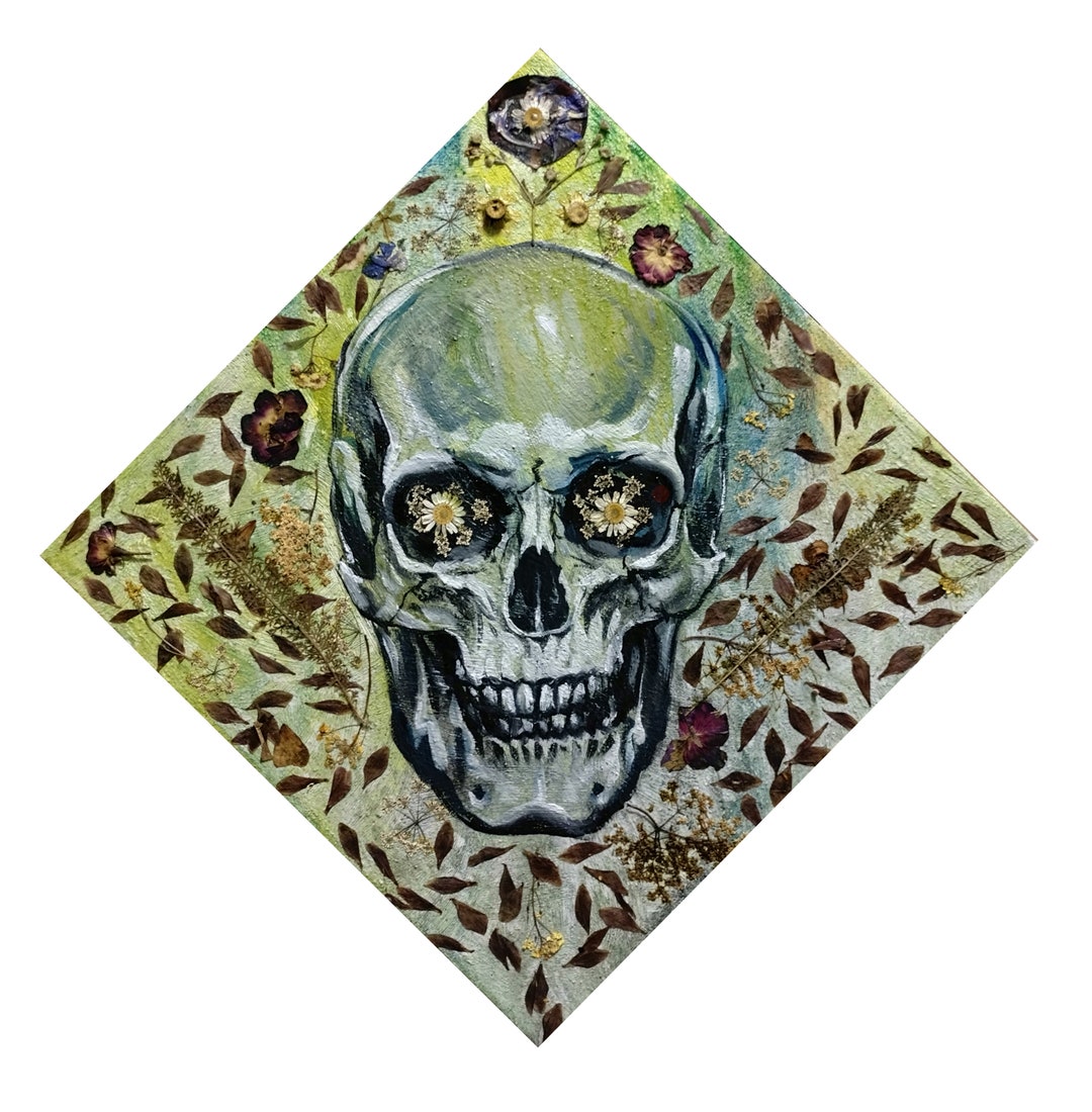 Scull Painting Original Bones Wall Decor Rhomb Shape Art - Etsy
