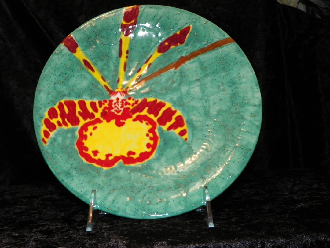 Hand Painted Ceramic Orchidware Small Plate - Psychopis Orchid on Light ...
