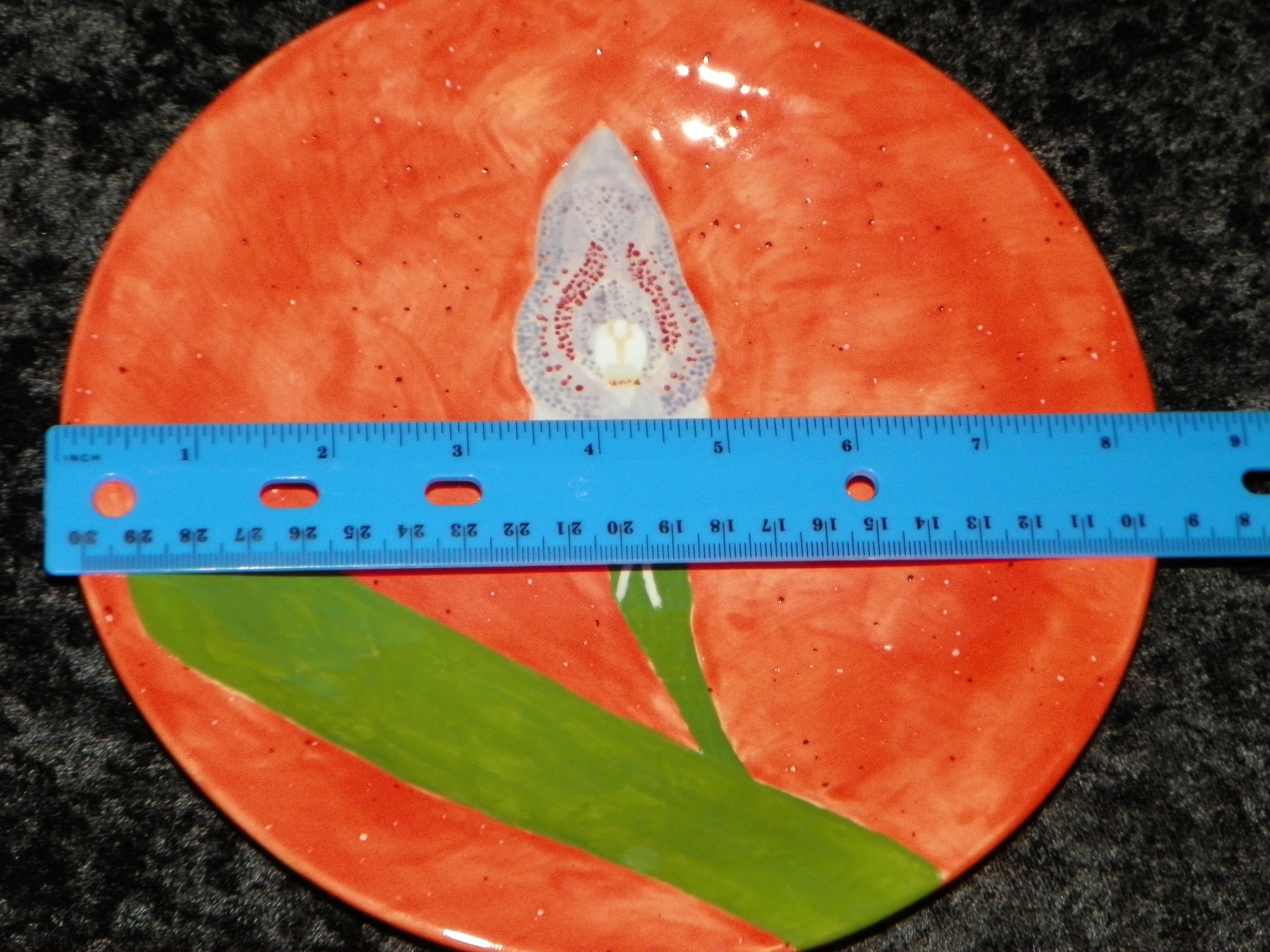 Hand Painted Ceramic Orchidware Small Plate - Anguloa Orchid on Orange ...