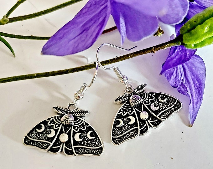 Gothic Moth Earrings, Moths Jewelry, Victorian Jewelry, Goth Jewelry ...