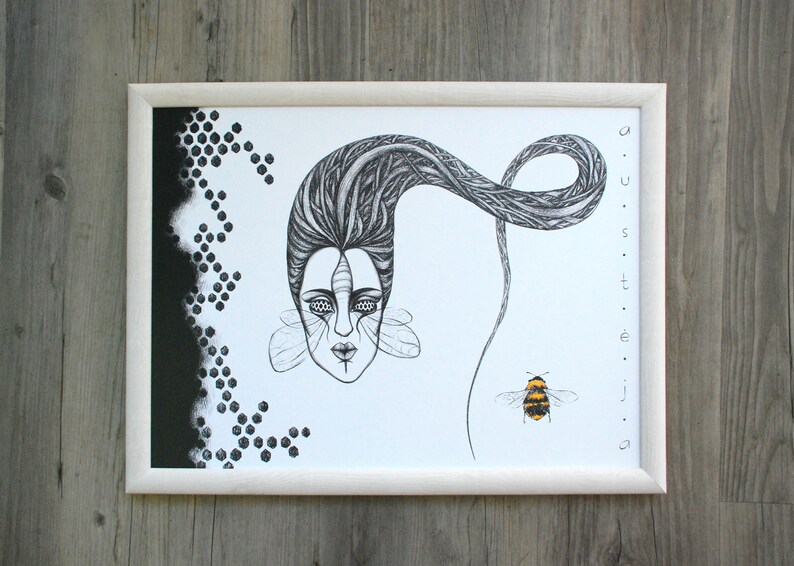 Goddess of the Bees Art Print, Pagan Decor, Pagan Gifts, Goddess Art ...