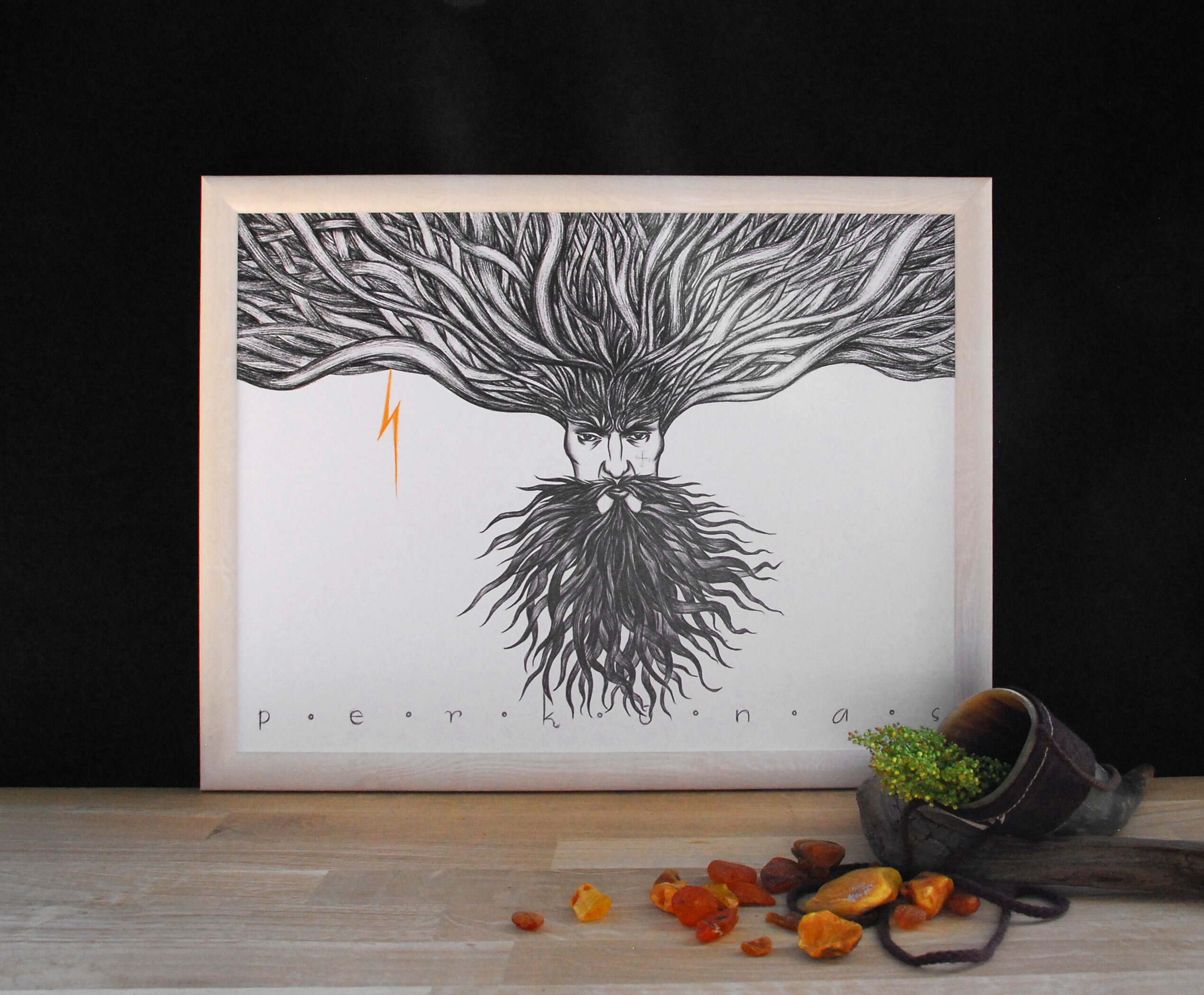 Thunder God Art Print Storm Gift for Him Lightning Bolt - Etsy