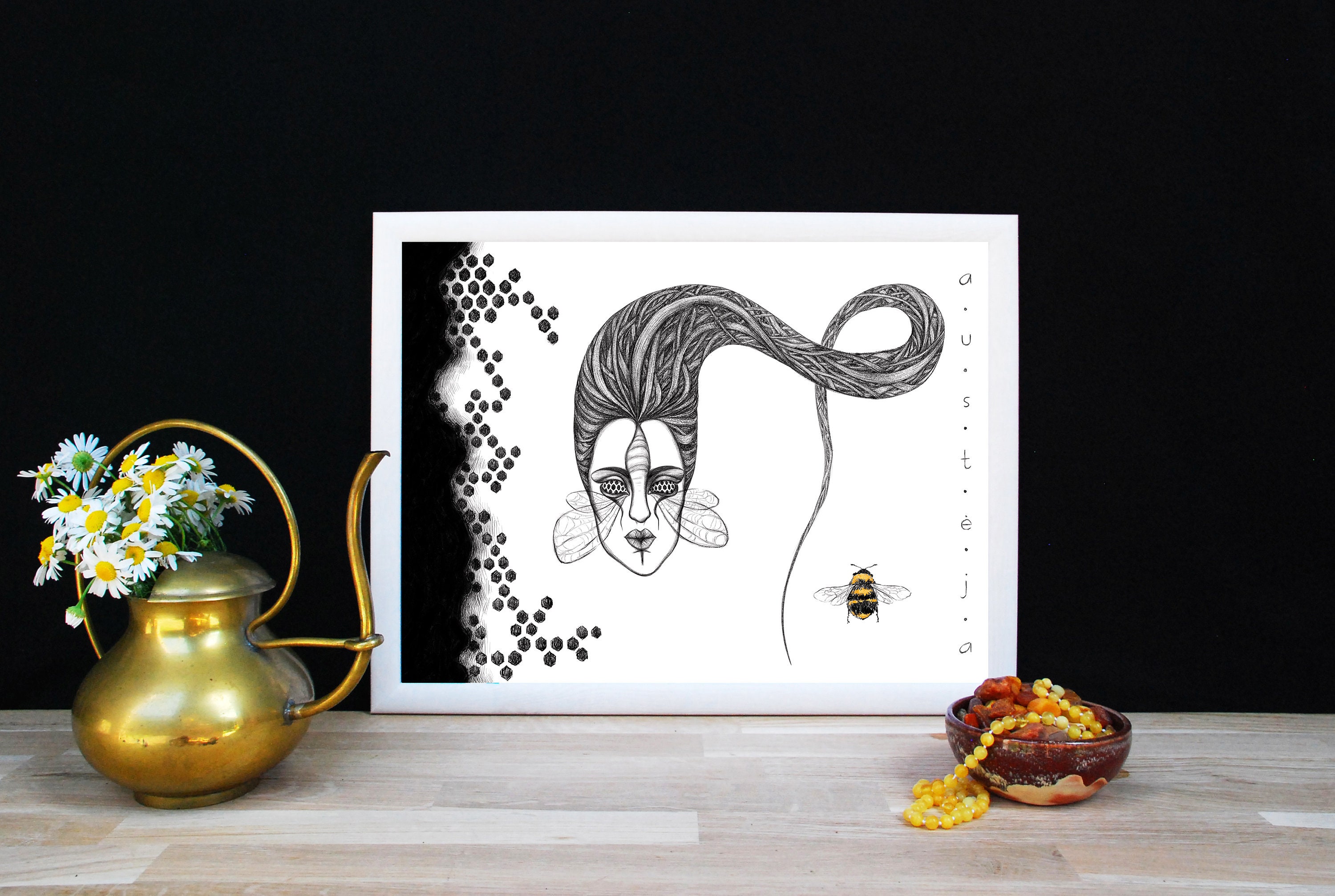 Goddess of the Bees Art Print, Pagan Decor, Pagan Gifts, Goddess Art ...