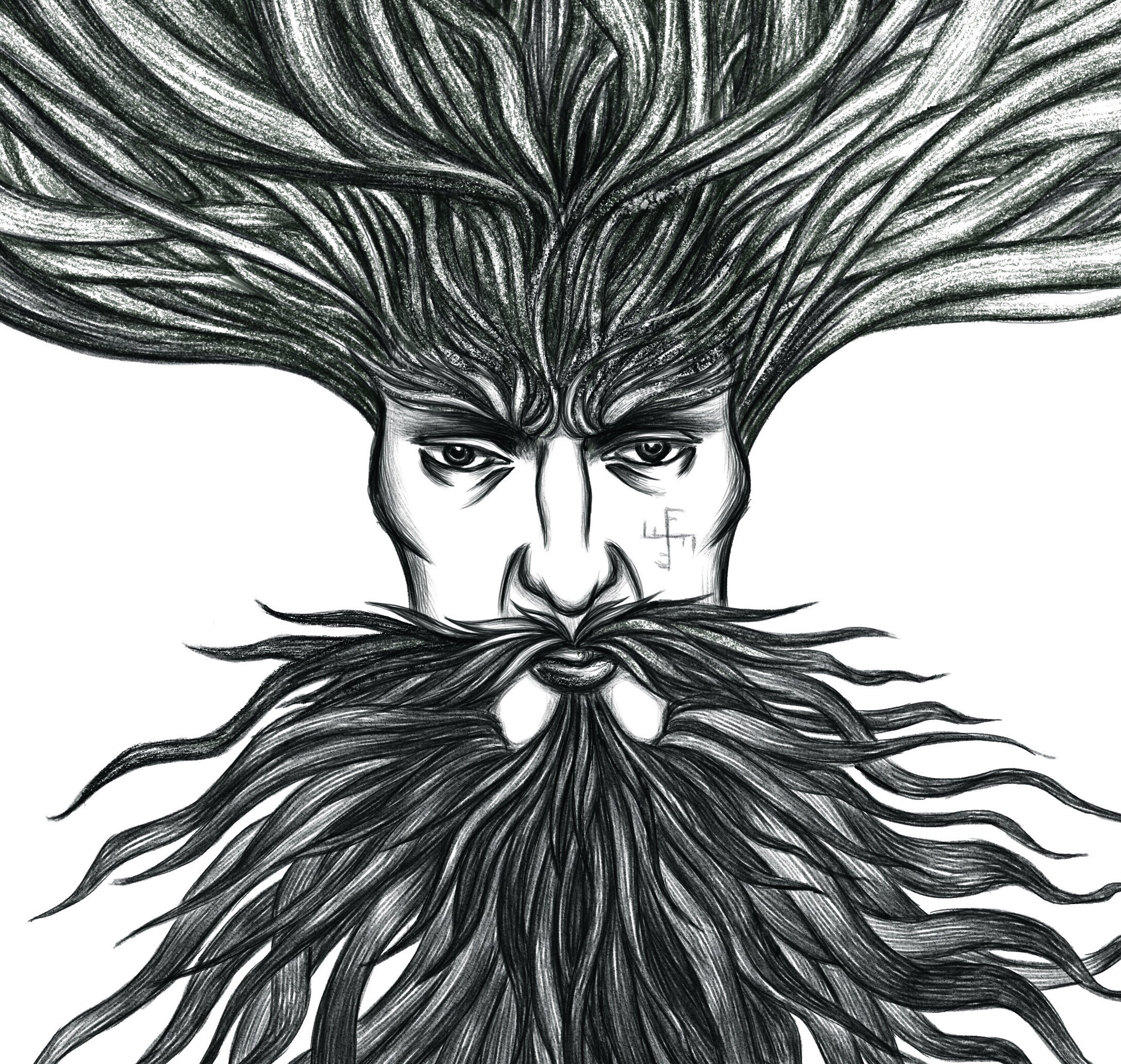Perkunas Thunder God Print: Black and White Illustration (digital ...
