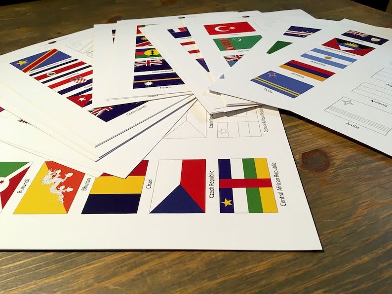 Flags of the World Coloring Pages: Educational Printable (PDF) - Etsy