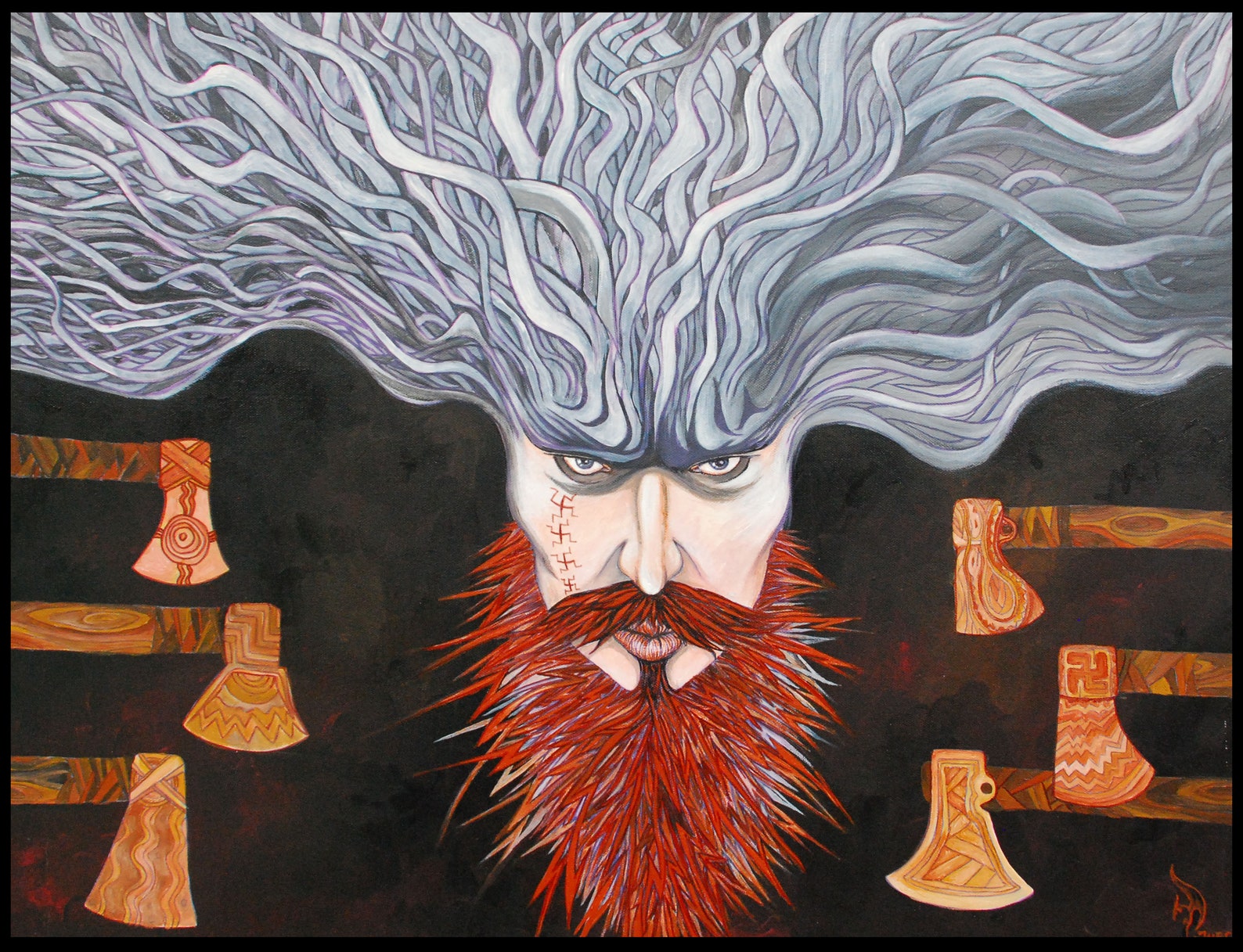 Perkūnas, Painting, Acrylic Painting, Baltic God, Perkūnas God of ...