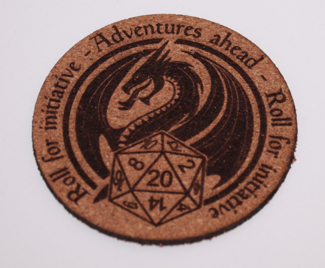 Dungeons and Dragons Coasters, Pack of Six Laser Cut Cork Coasters With ...