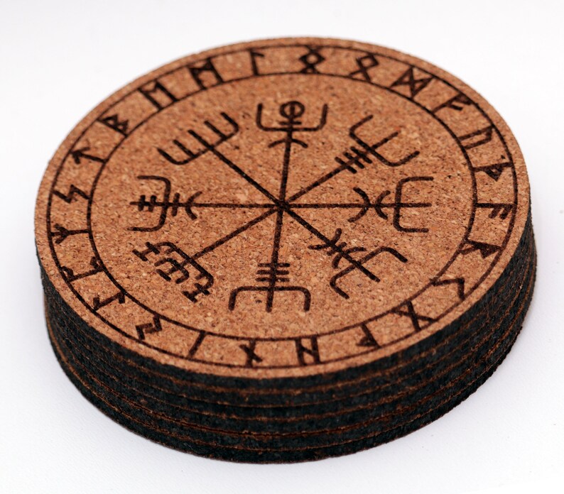 Vegvisir the Viking Compass Cork Coaster Pack of 6 - Etsy
