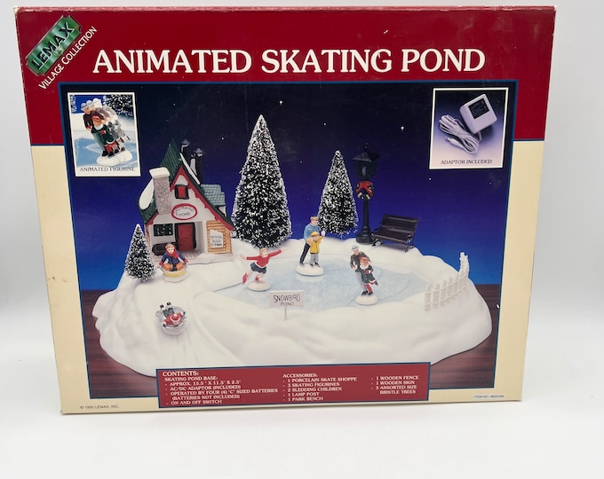 Vintage 1998 Lemax Animated Skating Pond Christmas Village Set - Etsy