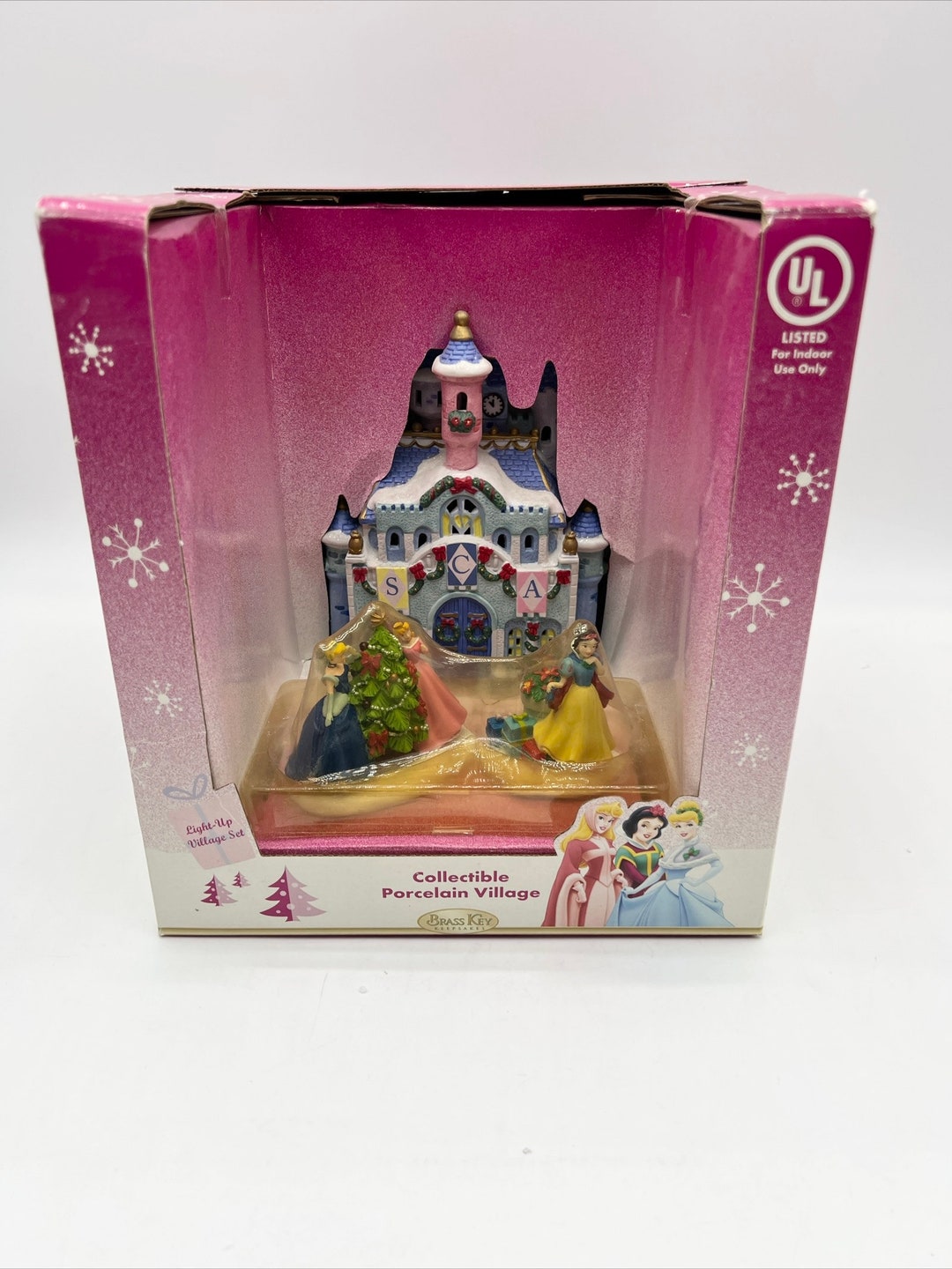 Rare Brass Key Disney Princess Castle Light up Porcelain Village ...