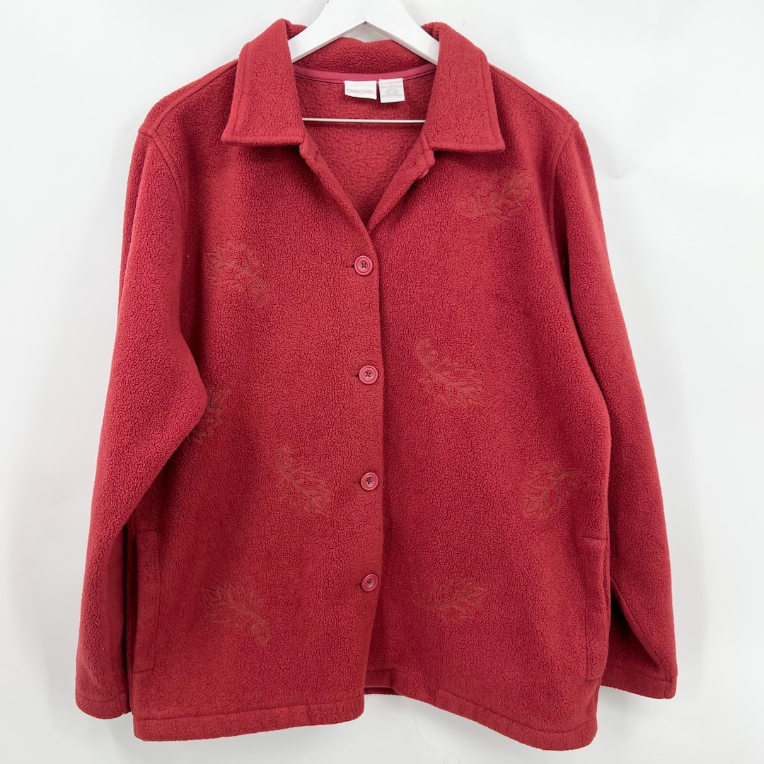 Vintage Cherokee Fleece Fall Leaves Button-up Cardigan Jacket ...