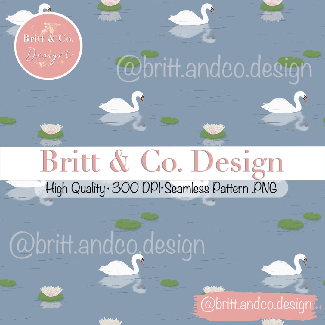Swan Seamless Pattern for Printing Instant Digital Download for Fabric ...