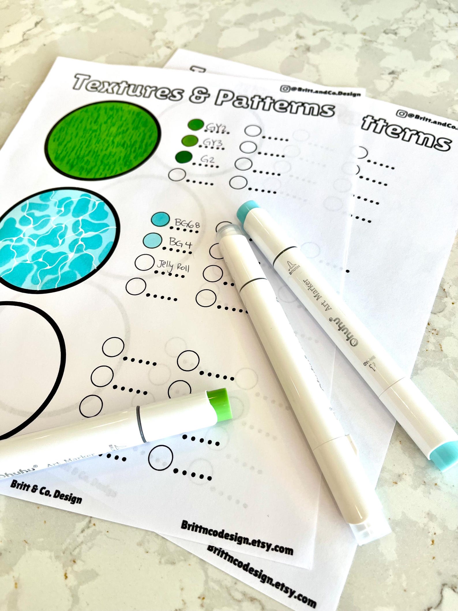 Alcohol Marker Texture Practice Sheet Page (digital Download) Printable ...