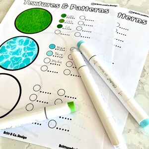 Alcohol Marker Texture Practice Sheets: Blending, Patterns (PDF ...