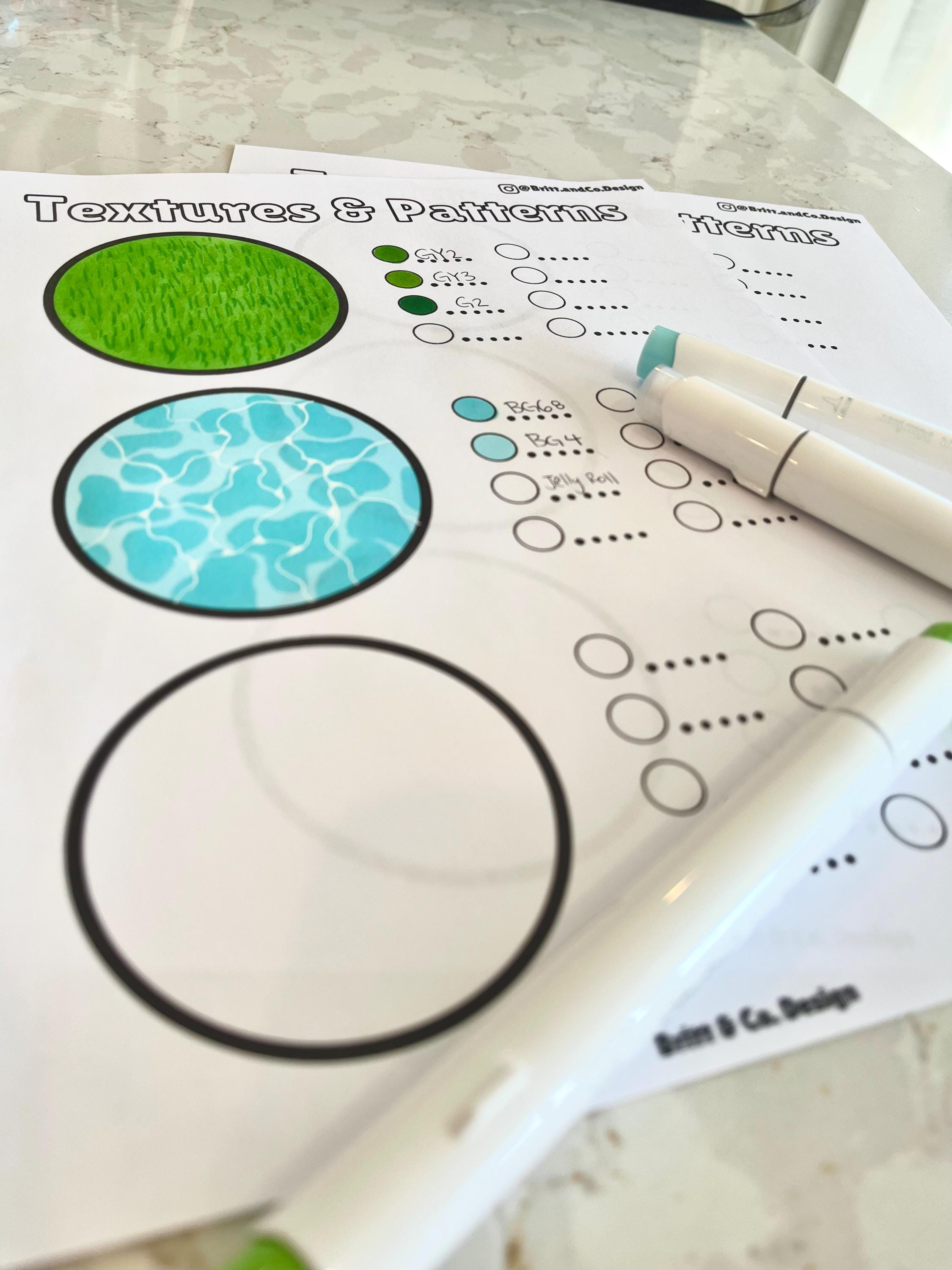 Alcohol Marker Texture Practice Sheet Page (digital Download) Printable ...