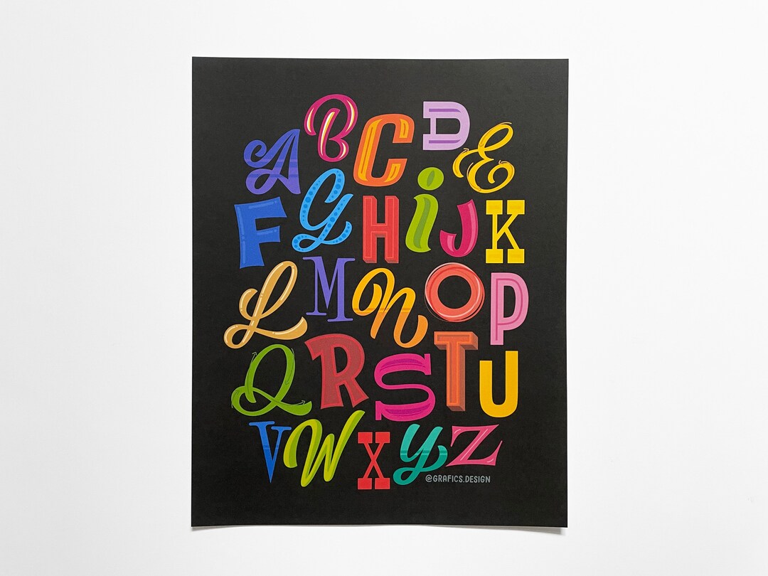 Funky Alphabet | Alphabet | Poster - Etsy