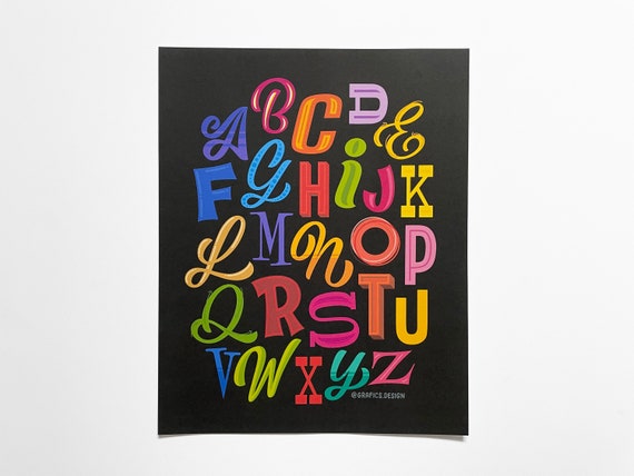 Funky Alphabet Alphabet Poster - Etsy