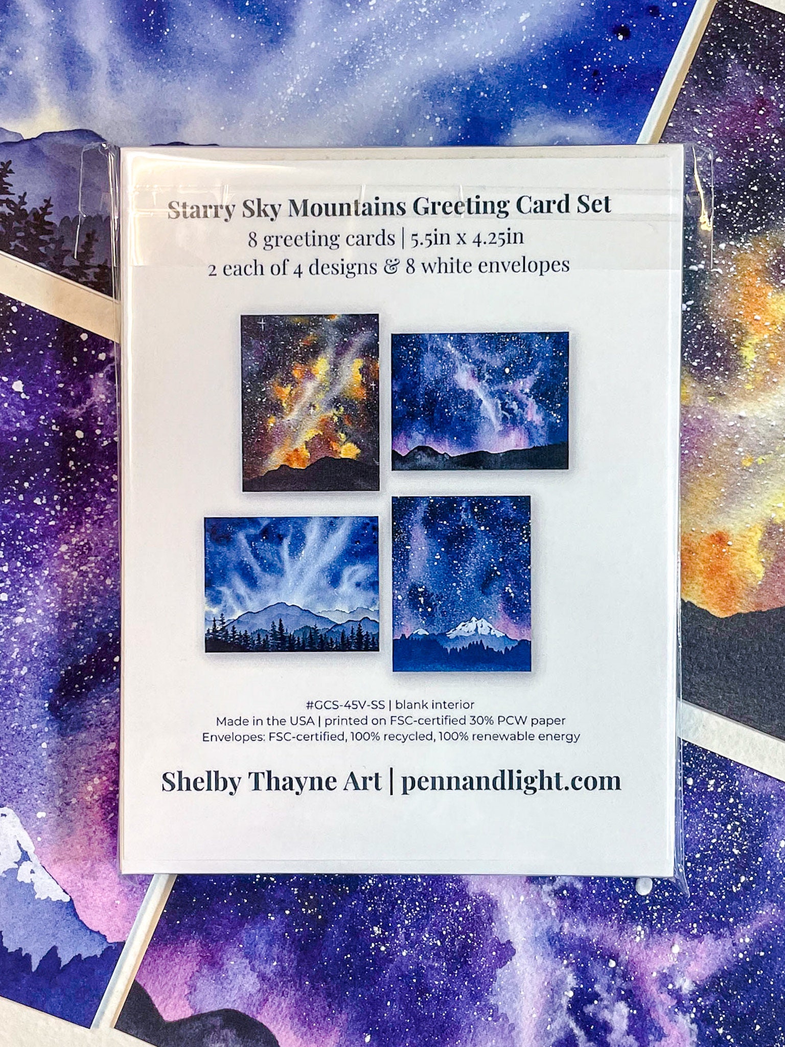 Mountain Galaxy Starry Sky Cards 8 A2 Folded Cards & Envelopes Blank ...