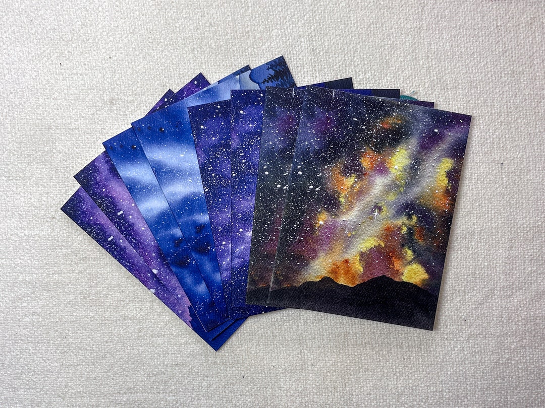 Mountain Galaxy Starry Sky Cards -- 8 A2 Folded Cards & Envelopes ...