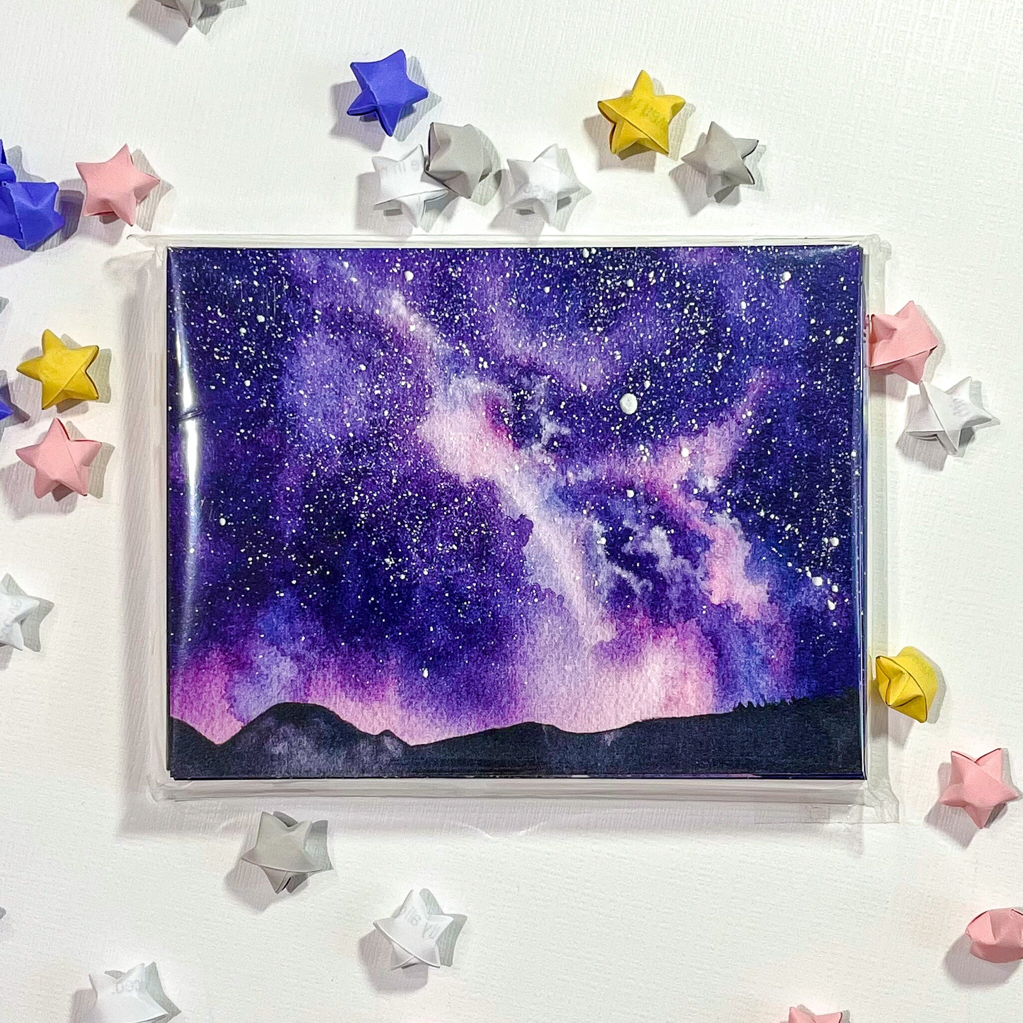 Mountain Galaxy Starry Sky Cards 8 A2 Folded Cards & Envelopes Blank ...