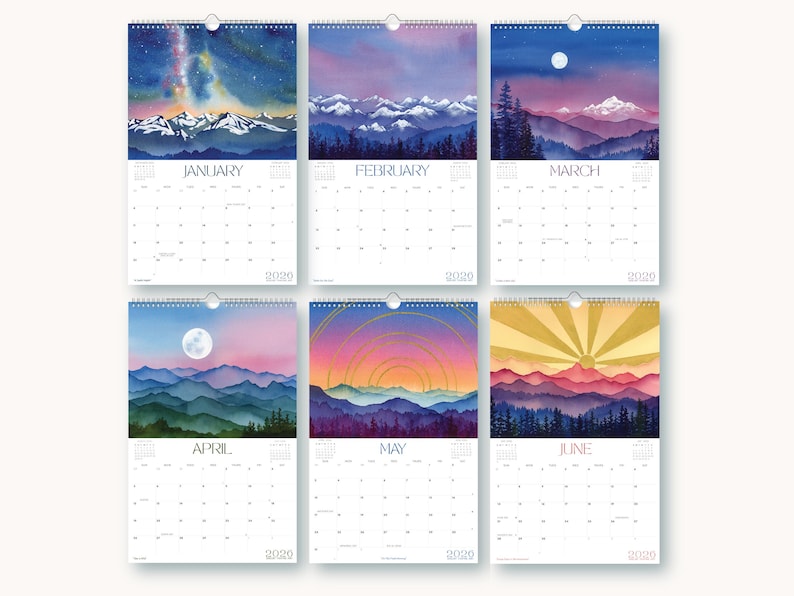 2026 Mountain Calendar | Watercolor Landscape Art, Wall Hanging - Etsy