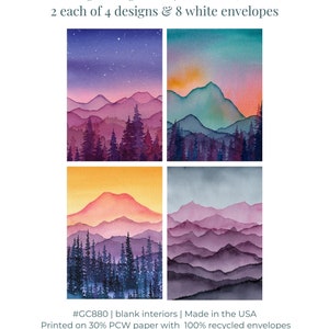 Colorful Mountain Peaks -- Landscape Cards Variety Pack -- A7 Folded ...