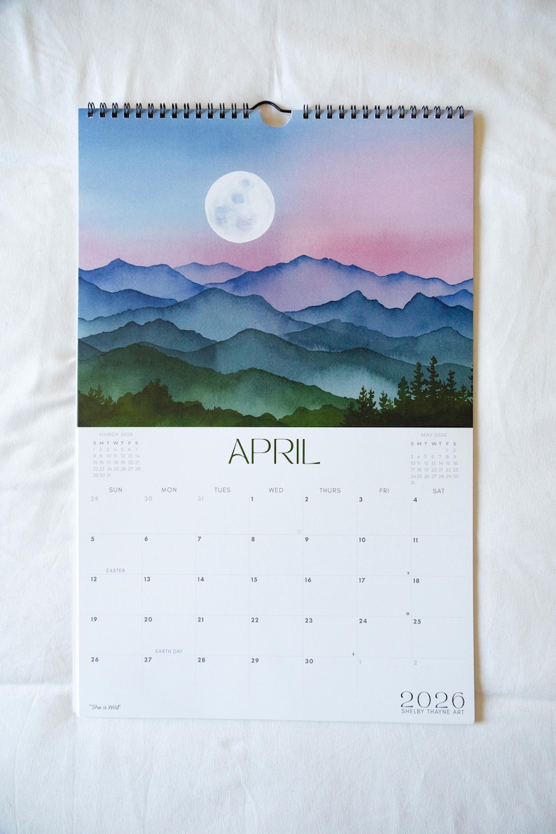 2026 Mountain Calendar | Watercolor Landscape Art, Wall Hanging - Etsy