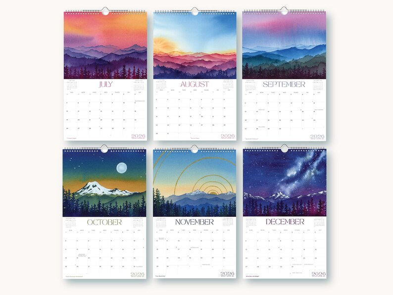 2026 Mountain Calendar | Watercolor Landscape Art, Wall Hanging - Etsy