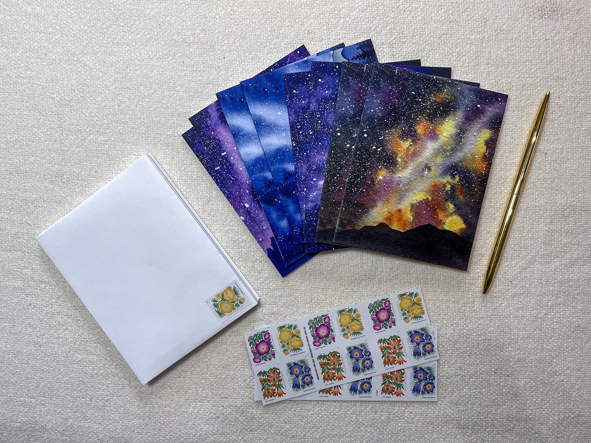 Mountain Galaxy Starry Sky Cards 8 A2 Folded Cards & Envelopes Blank ...