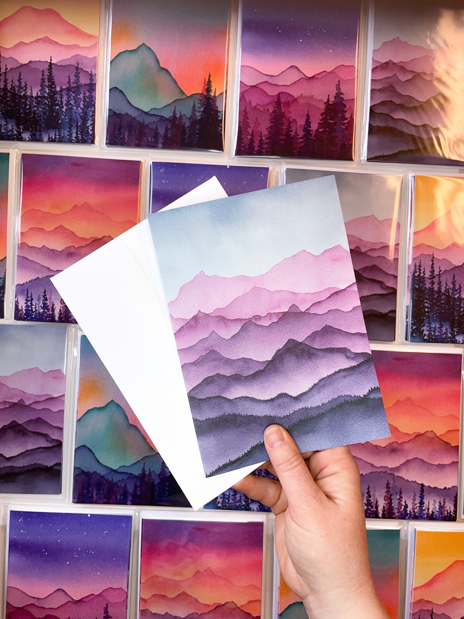 Colorful Mountain Peaks Landscape Cards Variety Pack A7 Folded Blank ...