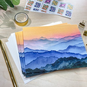 Blue Ridge Mountains Sunshine | Watercolor Greeting Card | Blank Inside ...