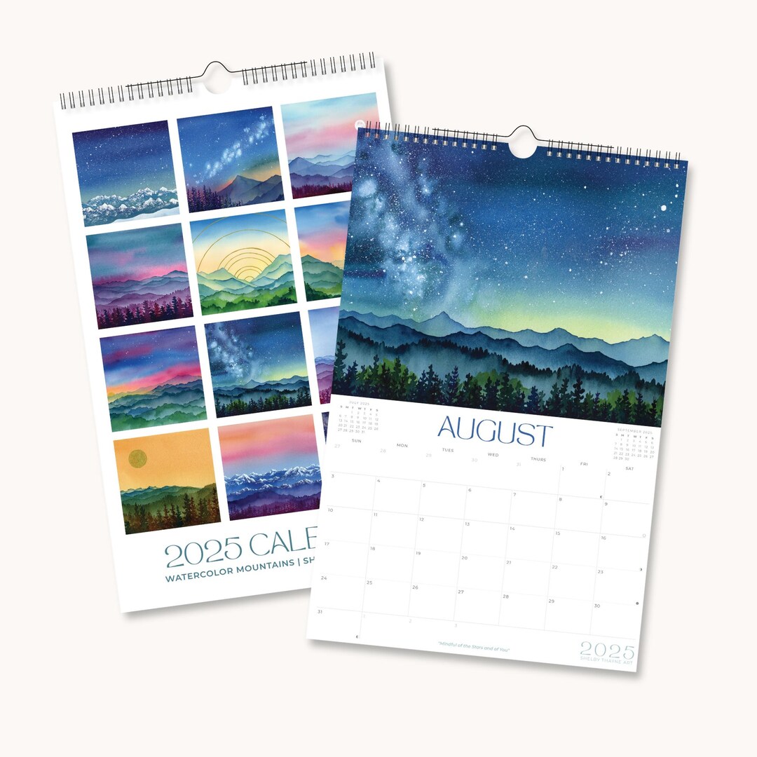 Watercolor Mountain Landscape Calendar 2024 or 2025 | Wall Art - Etsy