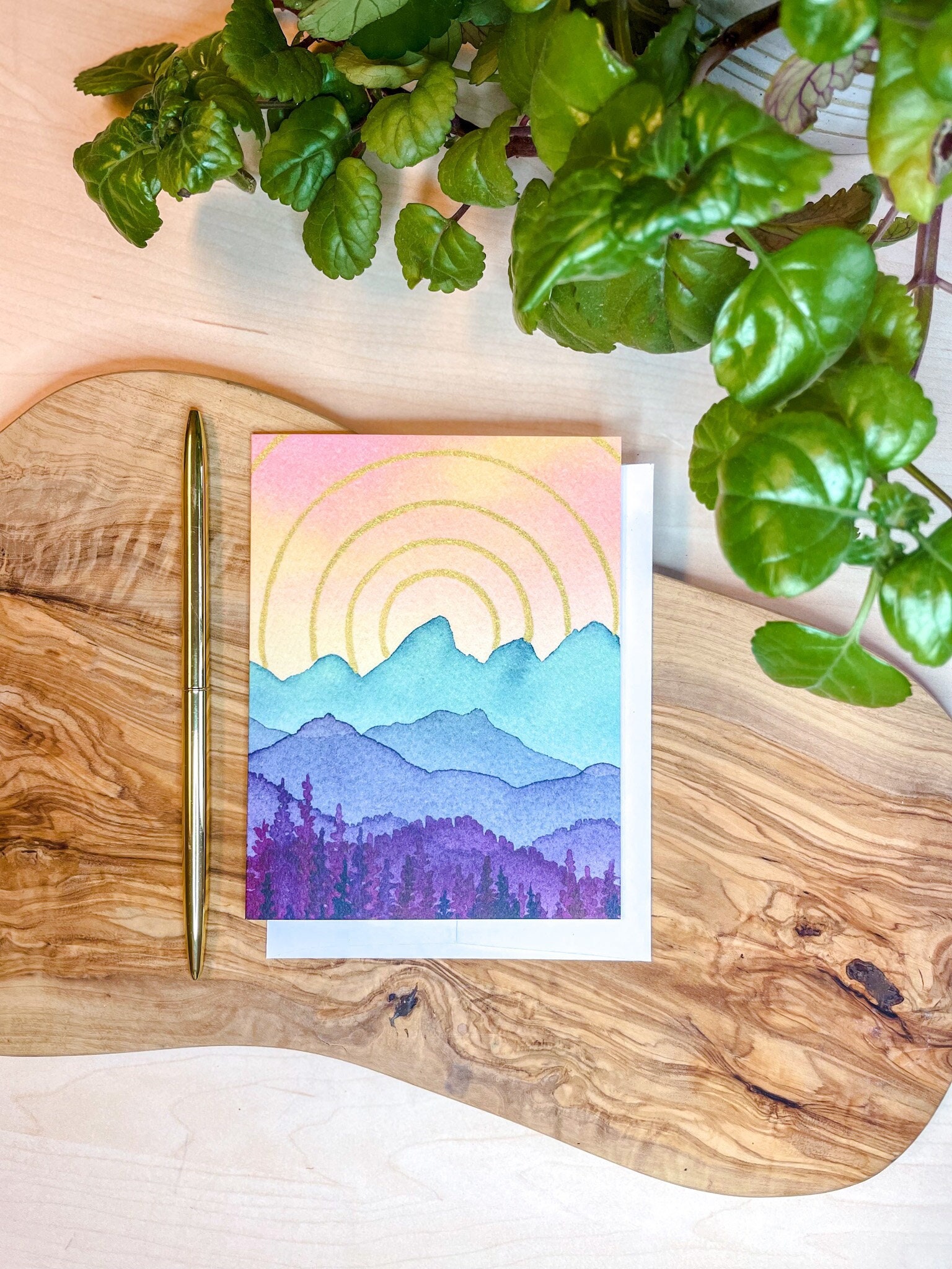 Grand Teton Sunshine Card Watercolor Greeting Card Blank Notecard A2 ...