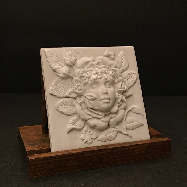 Victorian Rose Tile, 4.25"x 4.25" Tile, Concrete Tile, Relief Sculpture ...