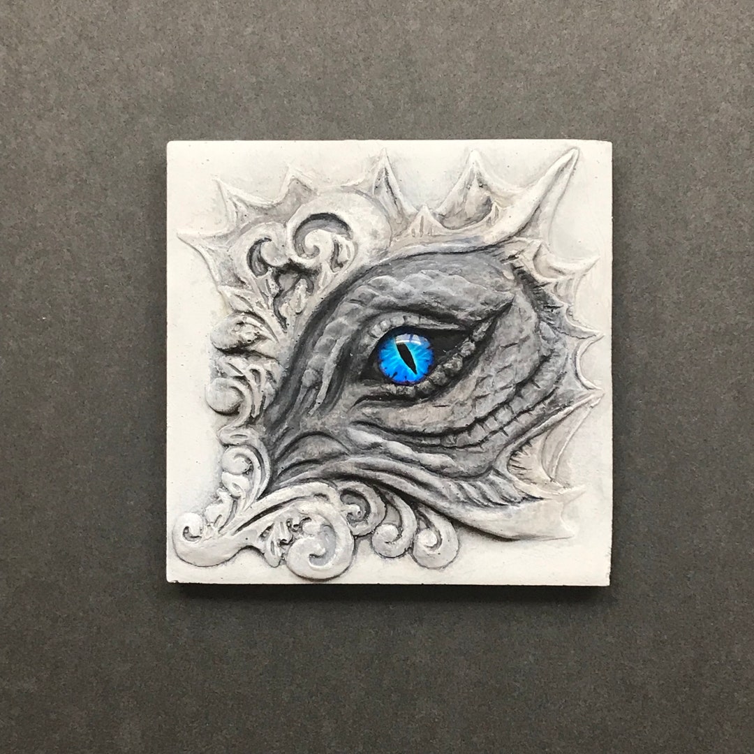 Dragon Eye Tile, Blue Eye 4.25"x 4.25" Tile, Concrete Tile, Relief ...