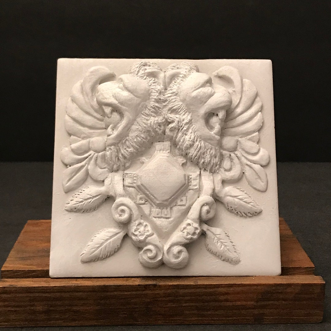 Jeweled Lions Fountain Tile, 4.25x 4.25 Tile, Concrete Tile, Relief ...