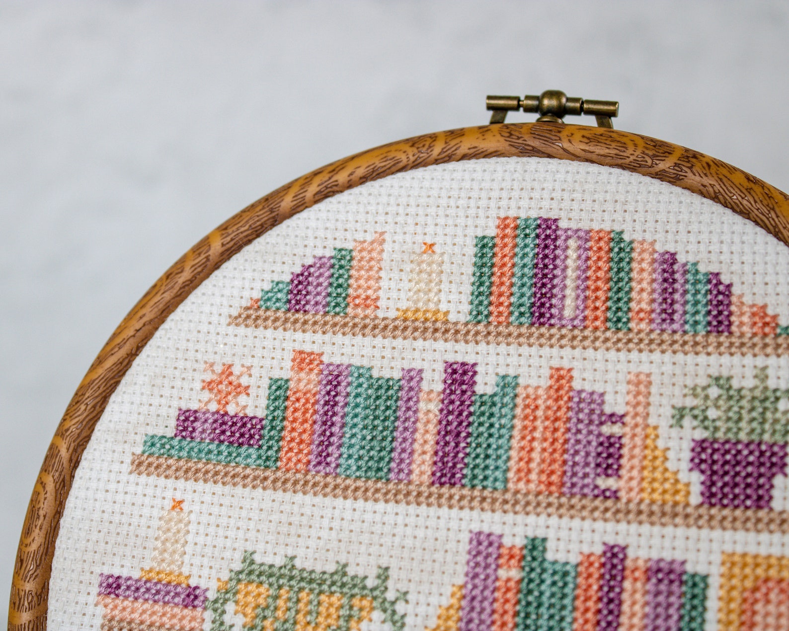 Bookish Cross Stitch Pattern PDF Pastel Bookshelves - Etsy