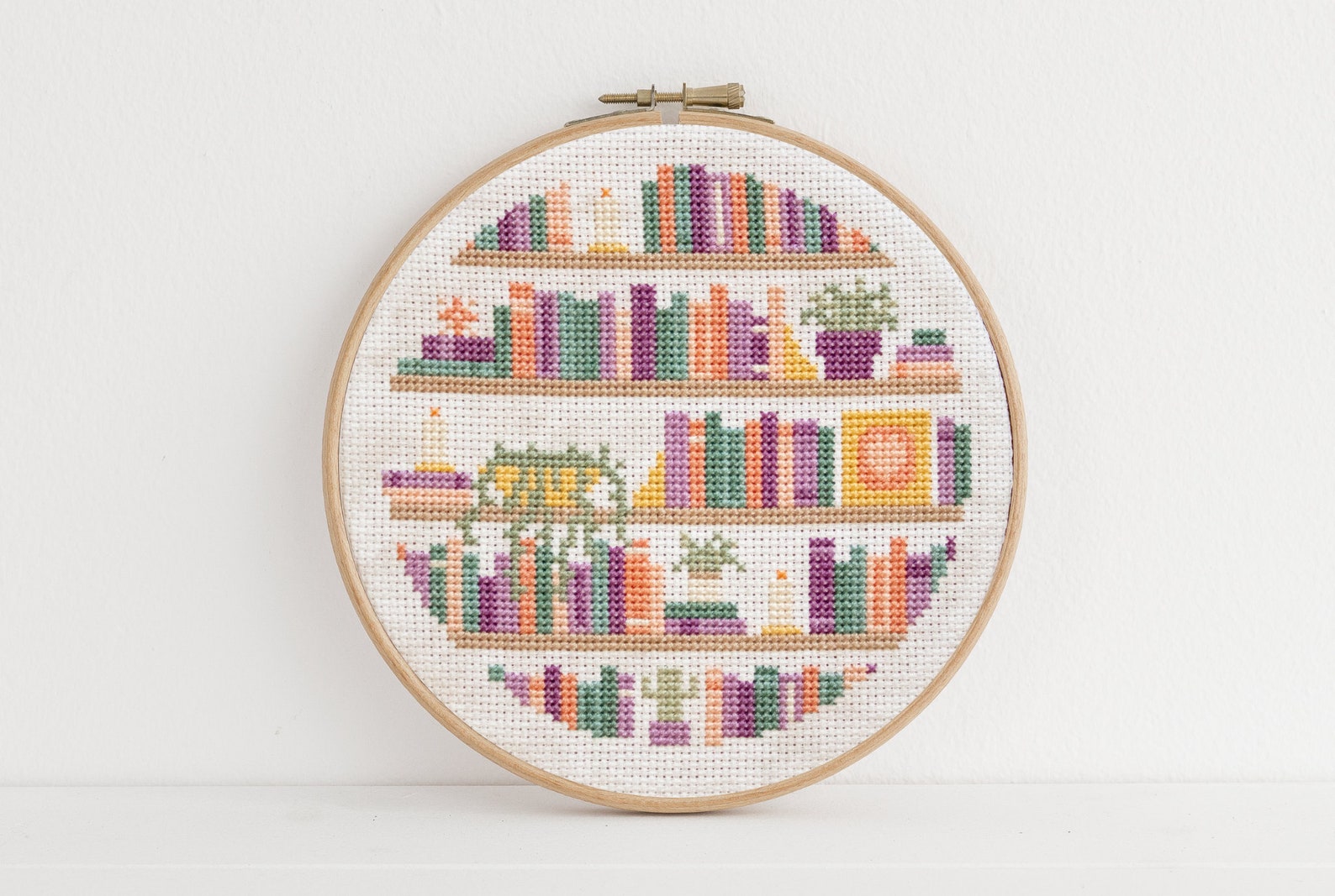 Bookish Cross Stitch Pattern PDF Pastel Bookshelves - Etsy