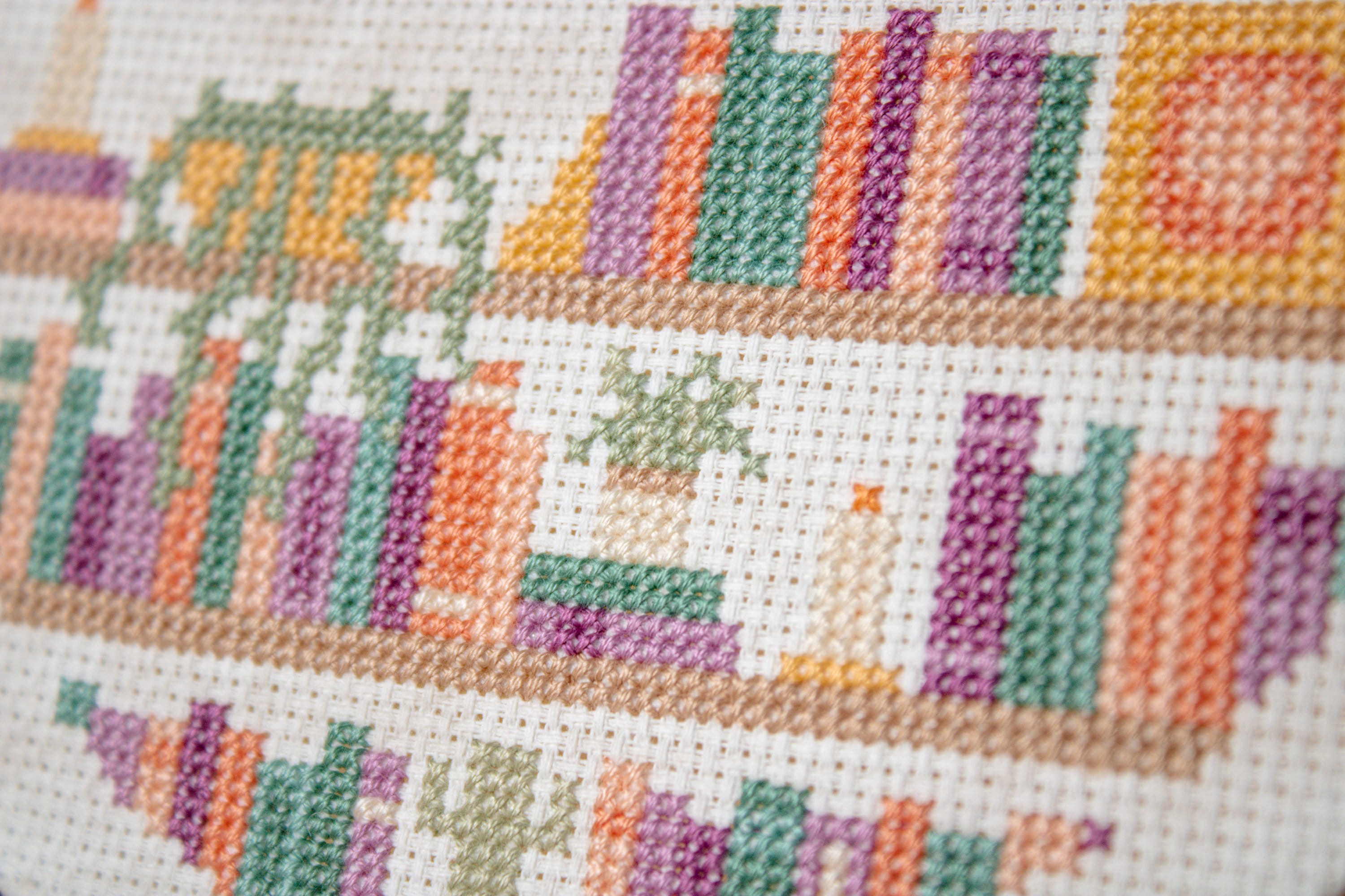 Bookish Cross Stitch Pattern PDF Pastel Bookshelves - Etsy