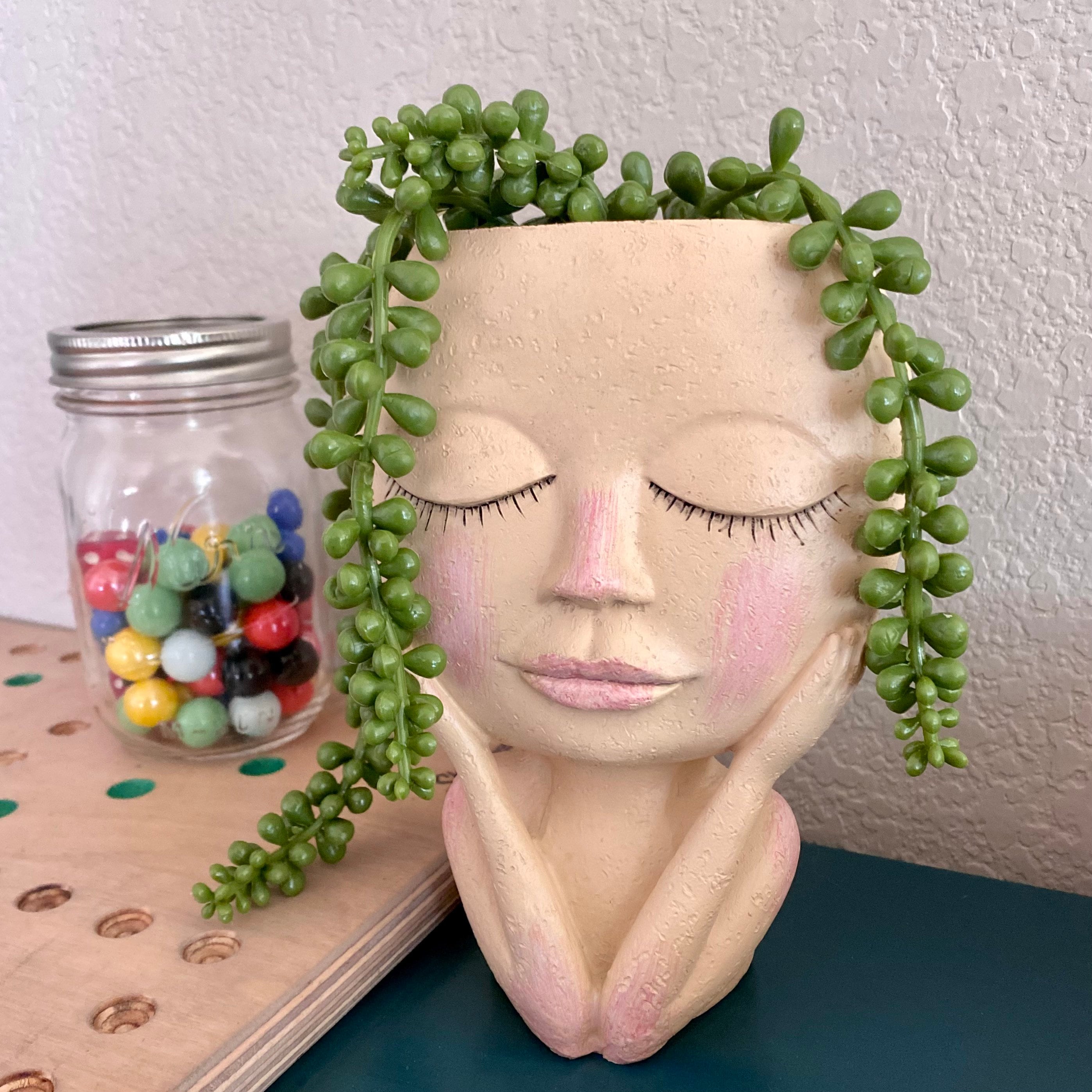Vase Succulent Lady Face Head Planter Whimsical - Etsy