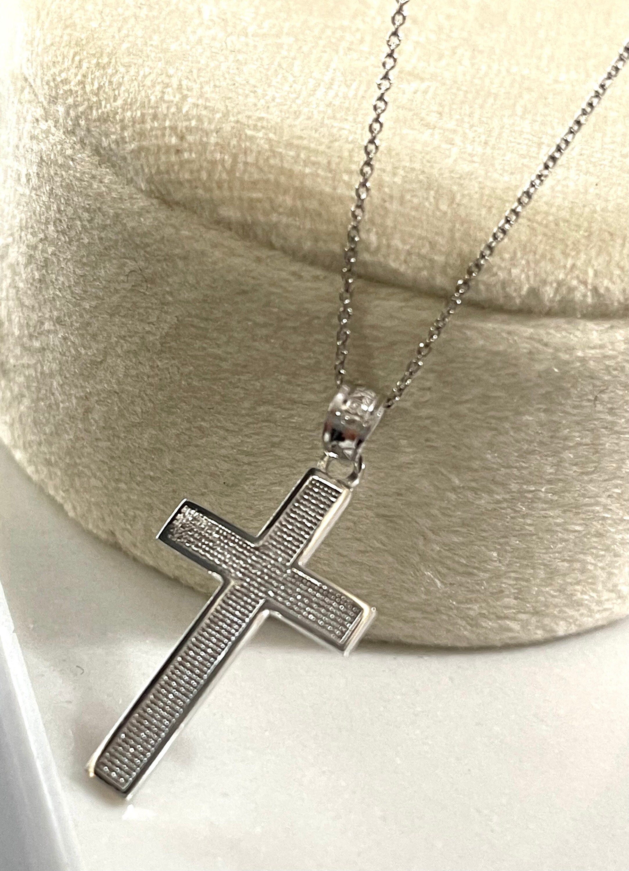 14K Solid White Gold Cross / Religious Jewelry / the Perfect Baptism ...