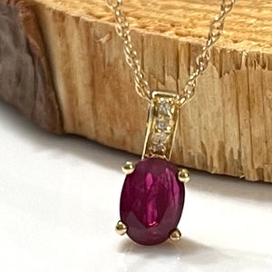 14K Yellow Gold 0.90ct Oval Center Ruby Pendant With Chain / 14k Gold ...