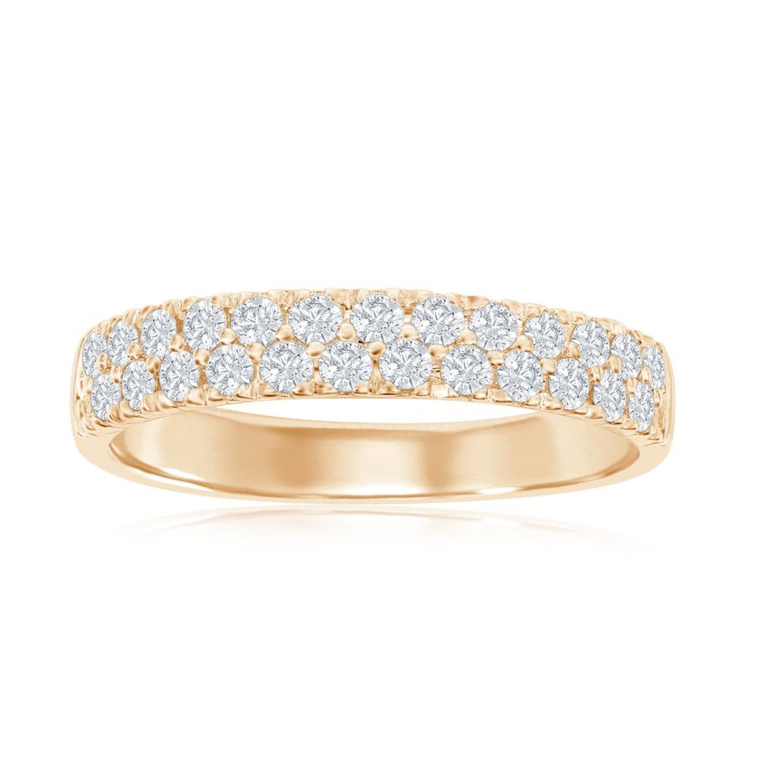 Diamond Band / Two Row Wedding Band / Anniversary Ring / Promise Ring ...