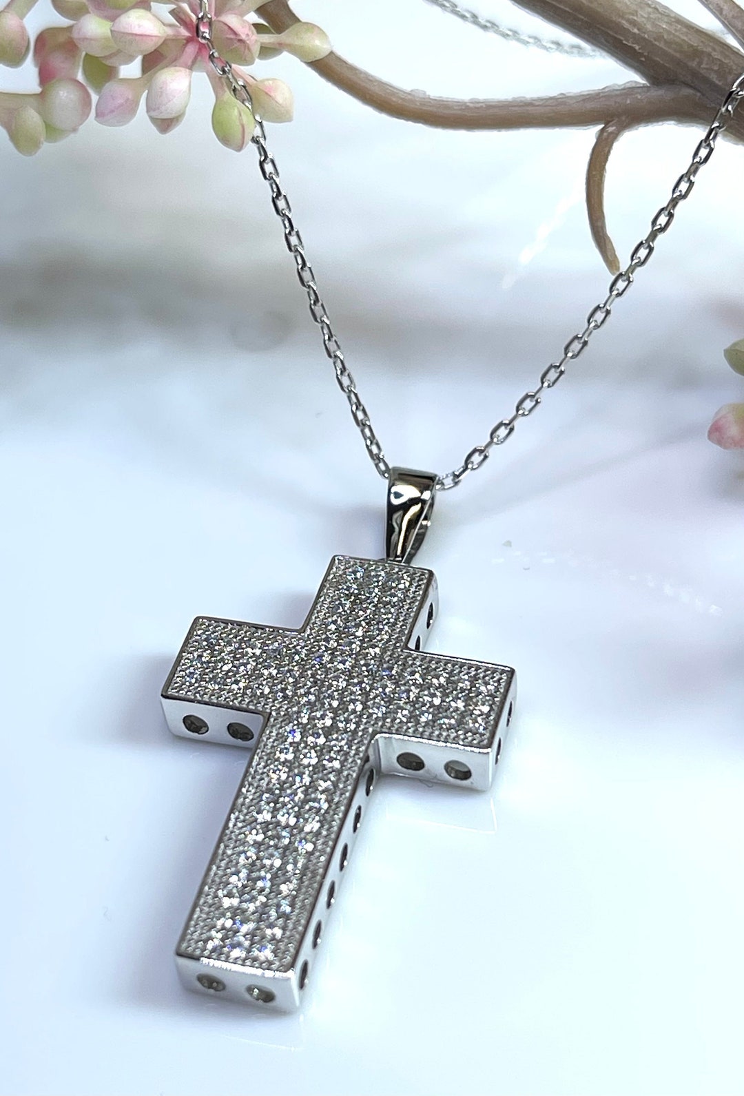 925 Simulated Diamond CZ Cross / A Stunning Pave Set Cross / Jesus ...