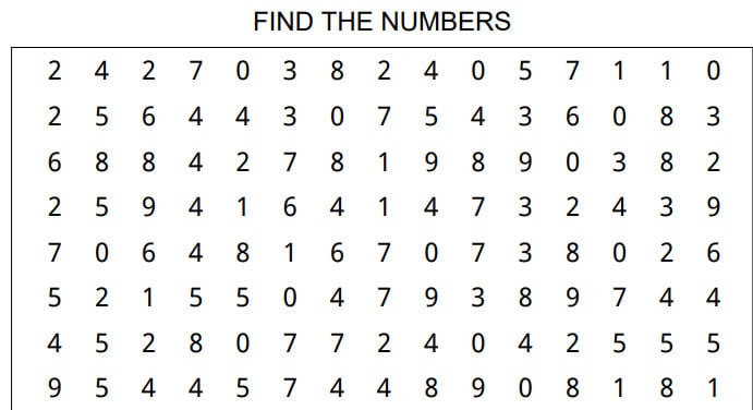 Kids PRINTABLE Find the Numbers Puzzle Matching Activity Sheets - Etsy