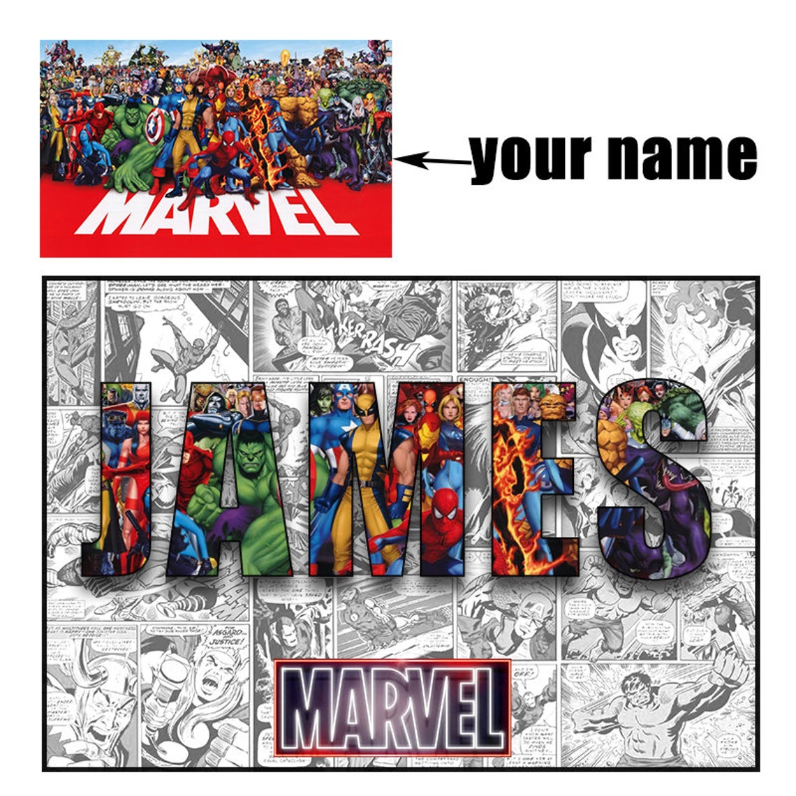 Personalized Superhero Name Word Art, Custom Canvas Painting for Unique ...