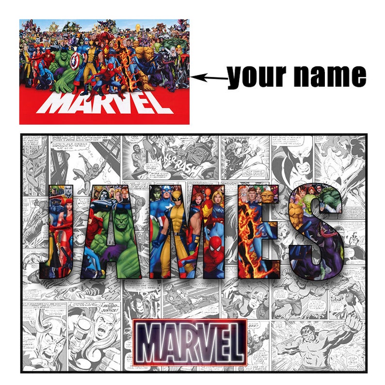 Personalized Superhero Name Word Art, Custom Canvas Painting for Unique ...
